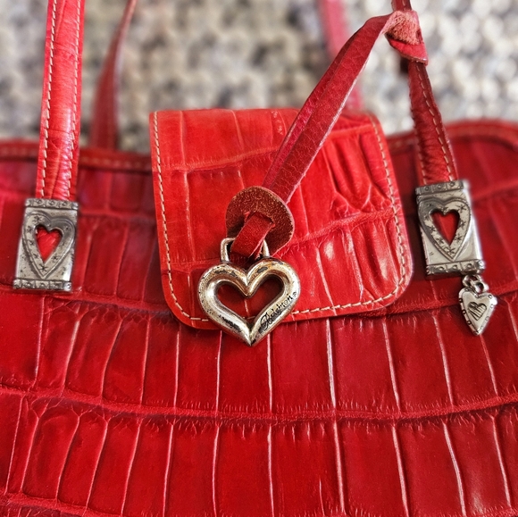 Brighton | Bags | Brighton Red Mini Bag Heart Detailing Croc Embossed ...